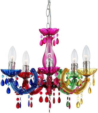 Globo Lighting Kronleuchter 5-flammig bunt - L&uuml;ster mit Filament LEDs &Oslash; 44cm