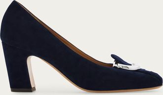 Ferragamo Damen Gancini-Pumps Blau Gr&ouml;&szlig;e 35.5