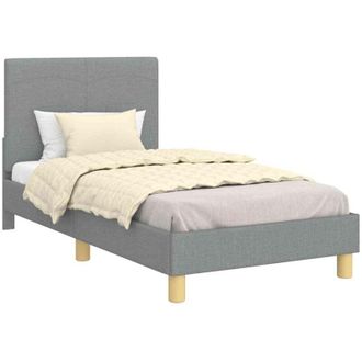 vidaXL Kinderbettgestell mit Kopfteil Hellgrau 80 x 160 cm Stoff vidaXL