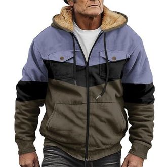Generic Veste à capuche doublée pour homme avec fermeture éclair et poches - Tendance et décontractée - Confortable pour le froid, 01-violet clair, 3XL