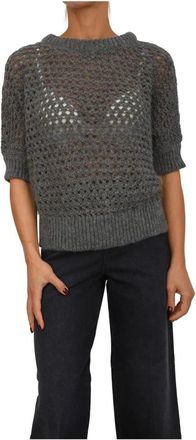 Nenette Femme, Pulls, Gris, Taille: 38 FR Maglia Kimono Punto Rete