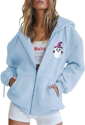 Generic Sweat &agrave; capuche dHalloween pour femme - Sweat &agrave; capuche pour femme - Automne et hiver - Cardigan - Loisirs - Sport - T-shirt &agrave; manches longues - Impri