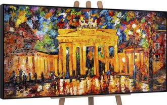 Yohji Yamamoto Art XXL Abstrakt Acryl Gemälde auf Leinwand Brandenburger Tor handgemalt Wandbilder Wohnzimmer modernes Design Bilder Berlin echtes Kunstwerk mit Rahm