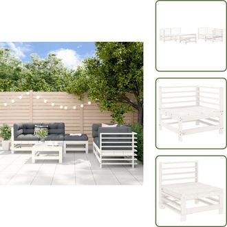vidaXL The Living Store - 6-tlg. Garten-Lounge-Set Wei&szlig; Massivholz Kiefer - Gartenm&ouml;bel - Loungeset - Gartenloungesessel - Rattan M&ouml;bel - Kiefernholzm&ouml;bel