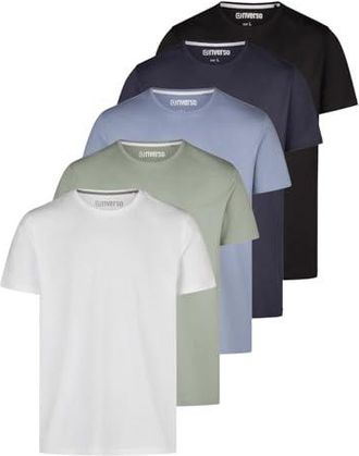 Riverso RIVDean Lot de 5 t-shirts dété pour homme, coupe droite, col rond, manches courtes, noir, blanc, beige, vert, gris, bleu, tailles S, M, L, XL, XXL, 3X