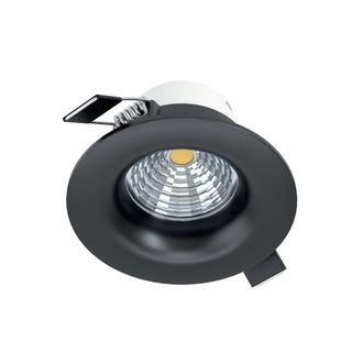 Eglo LED Einbaustrahler Saliceto, Deckenspot dimmbar, runder Deckenstrahler flach, Aluminium in Schwarz, warmwei&szlig;, &Oslash; 8,8 cm