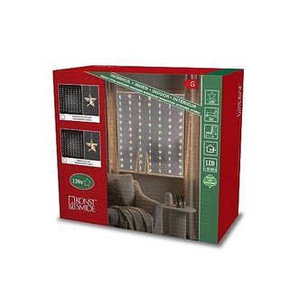 Konstsmide Christmas LED Star Light Curtain/Indoor (IP44) / 120 Warm White Diodes/Transparent Cable