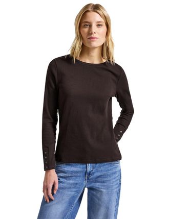 Street One Shirt mit Rippstruktur deep Roast Brown 46