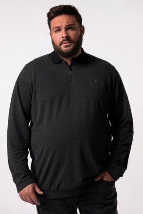 Men Plus Poloshirt Poloshirt Bauchfit Langarm Piqu&eacute; Zipper