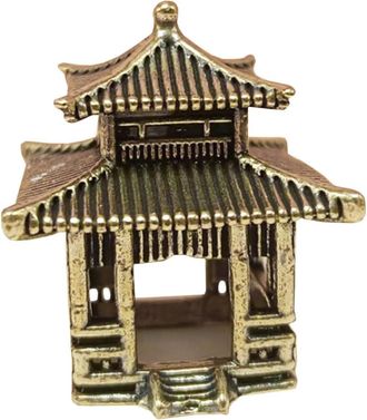 DOITOOL Handgefertigte Kleiner Messing Pavillon Skulptur Dreidimensionales Vintage Wohndekor f&uuml;r Bonsai und Schreibtisch Dekorative Zen Garten Figur