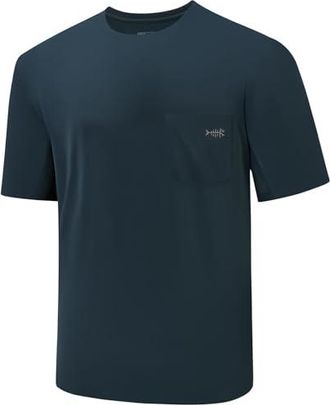 Bassdash T-Shirt de Poche à Manches Courtes pour Homme UPF 50+ Performance Protection Solaire UV Pêche Randonnée Kayak Chemises de Sport