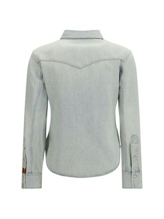 Jacob Cohen Womens Western Shirt Lightweight Denim Light Blue Cotton