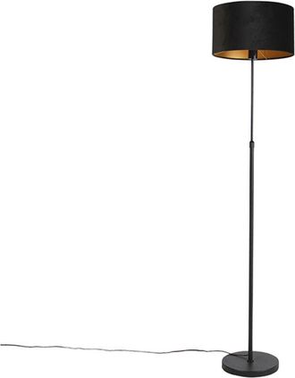 QAZQA parte fl - LED Dimmable Lampadaire avec Abat-Jour variateur inclus - 1 lumi&egrave;re - H 167.5 cm - Noir - Classique/Antique - &eacute;clairage int&eacute;rieur