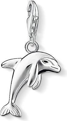 Thomas Sabo Femmes-Pendentif charm Dauphin Charm Club Argent Sterling 925 noir 0750-007-12