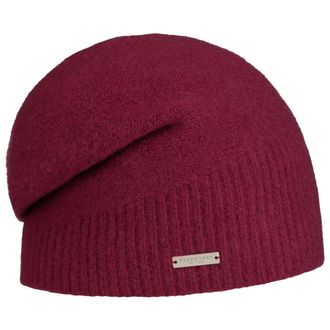 Seeberger Damen Kopfsocke aus gefr&auml;ster Wolle mit geripptem Rand, Himbeerfarben, Einheitsgr&ouml;&szlig;e, Himbeere, 6 3/4/7 1/4