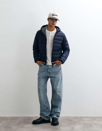 Jack & Jones doudoune &agrave; capuche en duvet bleu marine