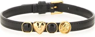 Dolce & Gabbana Armband aus Kalbsleder mit Vintage-Golddruck - - Accessories - unisex - Schwarzk - S