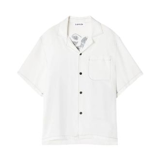 Lanvin Hemd mit Brusttasche und Grafikprint auf dem R&uuml;cken - - Shirts - Herren - Wei&szlig; - M