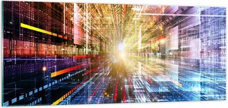 Arttor Panorama Bilder auf Glas 100x40cm Glasbild Grafik Computer Raum Geometrie Gro&szlig; Wanddeko Bild im Glas Schlafzimmer K&uuml;che Wandbilder Dekoration Wohnzimm