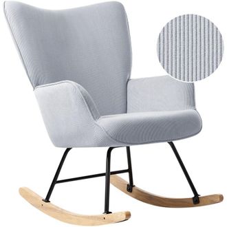 Beliani Schaukelsessel Hellblau Jumbo Cord Polsterung Metall Schwarz Beine Bequeme Breite R&uuml;ckenlehne und Armlehnen Wohnzimmer Schlafzimmer