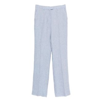 Etro Zweifarbige Leinenhose mit zwei Seitentaschen - - Trousers - Damen - Blau - XS