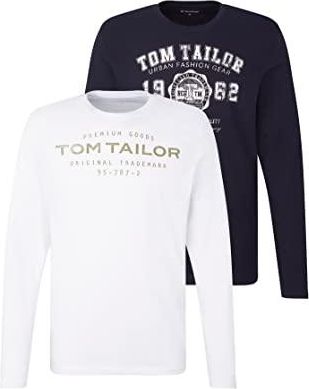 Tom Tailor Hommes Lot de 2 t-shirts à manches longues 1034857, 10690 - Knitted Navy, 3XL