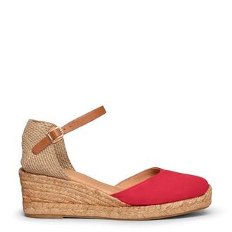 miMaO Espadrilles à Talon compensé en Cuir Altea, Rouge EU 38