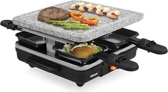 Tristar Raclette Pierre, Plaque de gril en pierre, Surface de cuisson 21 x 21 cm, Convient pour 4 personnes, Inclus 4 coupelles, Sans BPA, RA-2745