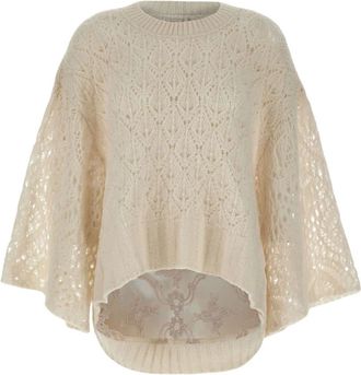 Maurizio Pull Oversize en maille ajour&eacute;e - Femme - Pulls - Beige - Taille: 34 FR