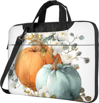 Generic Housse de protection pour ordinateur portable de 15,6 avec bandouli&egrave;re - Motif citrouille et feuilles - Pour homme et femme, multicolore, 15.6 inch