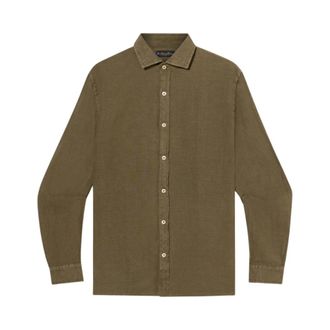 Brooks Brothers Homme, Chemises, Vert, Taille: 2XL Chemise en Lin Coupe Slim avec Col Italien