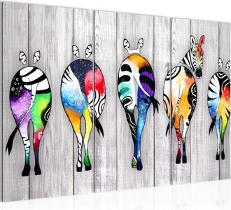 Runa Art Wandbilder Zebra Bild XXL Wohnzimmer Schlafzimmer Grau Bunt Abstrakt 120 x 80 cm 3 Teilig 034031c