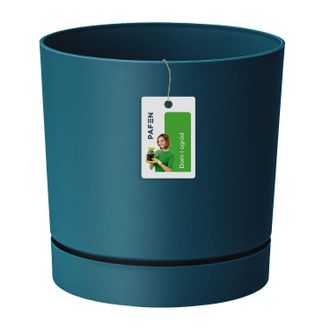 Prosperplast Blumentop Pflanzkübel - 13 x Ø 12,8 cm - Blumenkübel mit Untersetzer Rund Tubo P 1,2l, Dunkelblau, DPOP130