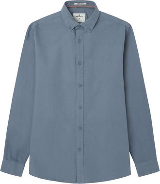 Springfield Herren Camisa Oxford Piece dye ls Businesshemd, Azul Ahumado, XL