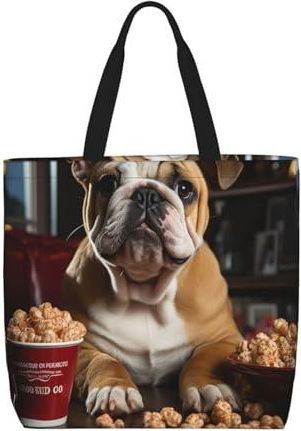 Generic Popcorn Bulldog Sac Courses L&eacute;ger Tote Bag D&eacute;contract&eacute; Sac A Main Femme Pour Plage Voyage Travail