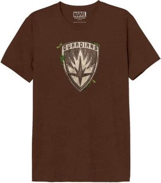 MARVEL « Wood Logo » MEGUGAMTS0162 T-Shirt Homme, Marron Melange, Taille M
