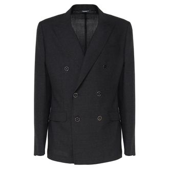 Dolce & Gabbana Wolltaillierte Doppelreiher-Jacke - - Jackets - Herren - Schwarzk - L