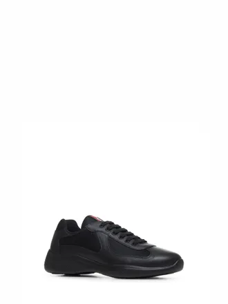 Prada Mens Sneakers Americas Cup Patent Leather Black Polyamide Trainers