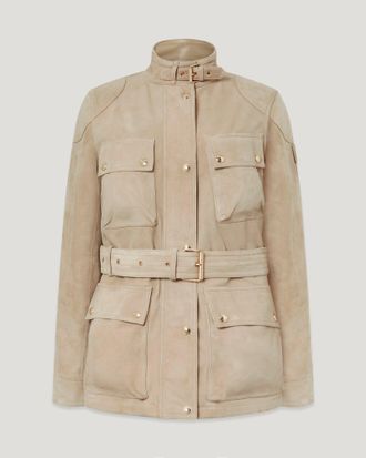 Belstaff Veste Trialmaster Panther Pour Femme Lightweight Suede Beige Dune Fonc&eacute; Eu 38
