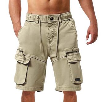 Generic Short cargo l&eacute;ger et d&eacute;contract&eacute; pour homme avec poches zipp&eacute;es - Taille &eacute;lastique - Cordon de serrage uni - L&eacute;ger - Pour la marche, la randonn&eacute;e, kak