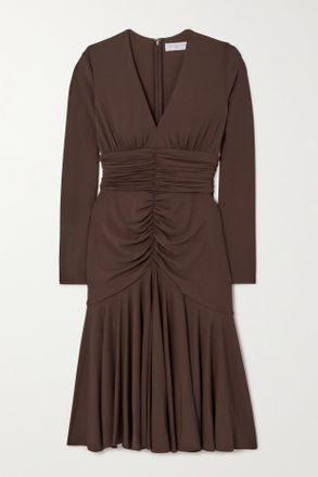 Michael Kors Midikleid Aus Stretch-jersey Mit Raffungen - Braun