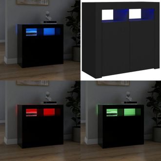 vidaXL Sideboard mit LED-Leuchten Schwarz 80x35x75 cm - Schreibtisch - Sideboard - Wohnzimmerm&ouml;bel - Regal - M&ouml;belst&uuml;ck - Home & Living