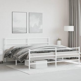 vidaXL Giroletto Con Testiera E Pediera Metallo Bianco 200x200 Cm - Vidaxl