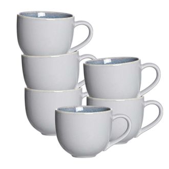 Ritzenhoff & Breker Skagen Stone Kaffeetassen 6er Set | Tassen mit Henkel 220 ml | Porzellan-Geschirr mit Reaktivglasur |Sp&uuml;lmaschinen- & Mikrowellenfest | Steingrau