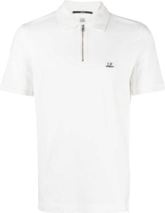 C.P. Company C.p. Company, Homme, Tops, Blanc, Taille: 2XL Polo en Piqu&eacute; Stretch