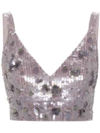 P.A.R.O.S.H. haut brodé de sequins - Gris