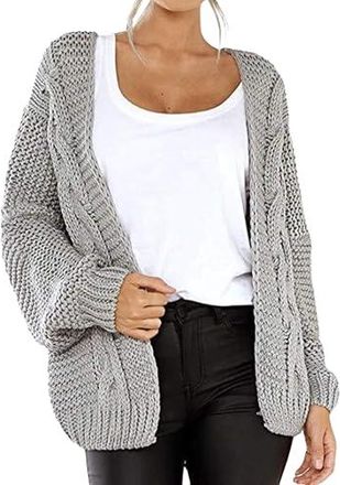 Generic Cardigans pour Femmes, Cardigans en Tricot l&eacute;ger pour Femmes, Cardigan Ouvert sur Le Devant en Tricot &eacute;pais Pull