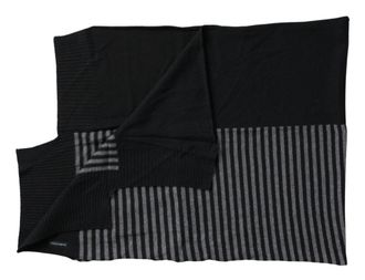 Dolce & Gabbana Mens Striped Wool Blend Scarf Black Viscose Nylon