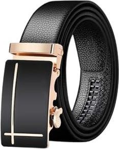 Generic Ceinture &agrave; boucle automatique en cuir v&eacute;ritable pour hommes, sangle en cuir d&eacute;contract&eacute; pour jeans, Couleur 2, 120 cm