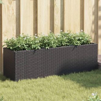 vidaXL vidaXL Jardini&egrave;re avec 3 pots noir 105x30x32 cm r&eacute;sine tress&eacute;e